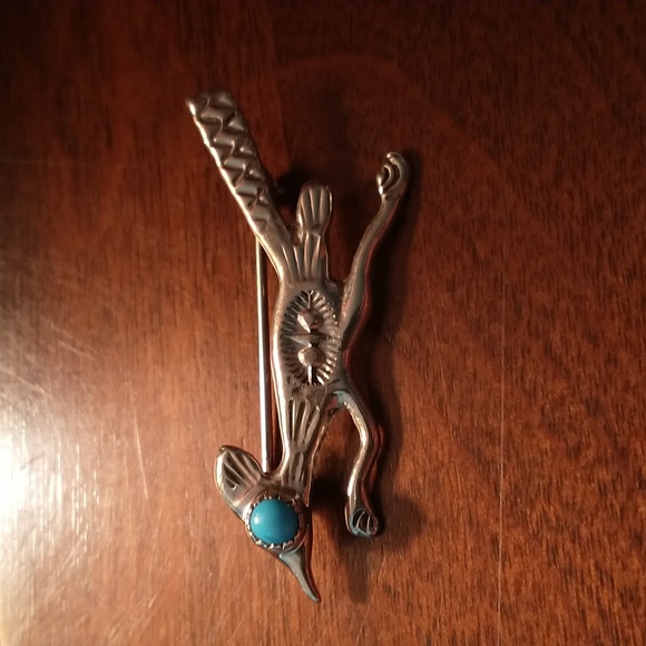 Jewelry | Southwest Sterling Silver Wturquoise Roadrunner Pin | Poshmark